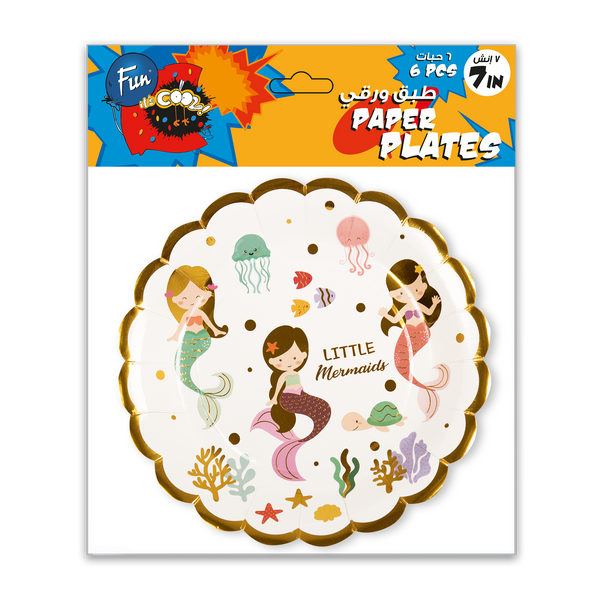 Fun® Paper Plates 7in - Mermaid Design [6pcs x 1pkt] – Al Bayader ...